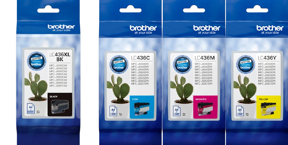 Genuine LC436XL Brother Black Plus 3 Standard Colour Set